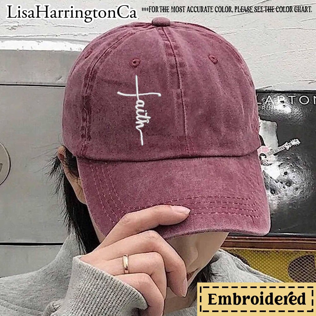 Faith Hat | DISTRESSED Baseball Cap, Embroidered Christian Hat ...