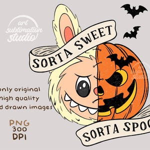 Kawaii Halloween Clipart PNG: Spooky Labubu Monster Design (digital ...
