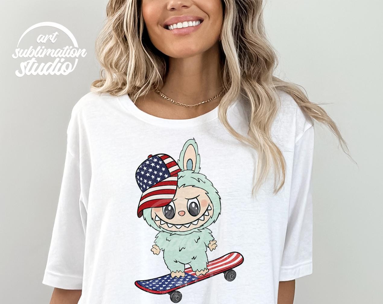 Labubu 4th of July PNG: Kawaii Monster USA Flag Clipart (digital ...