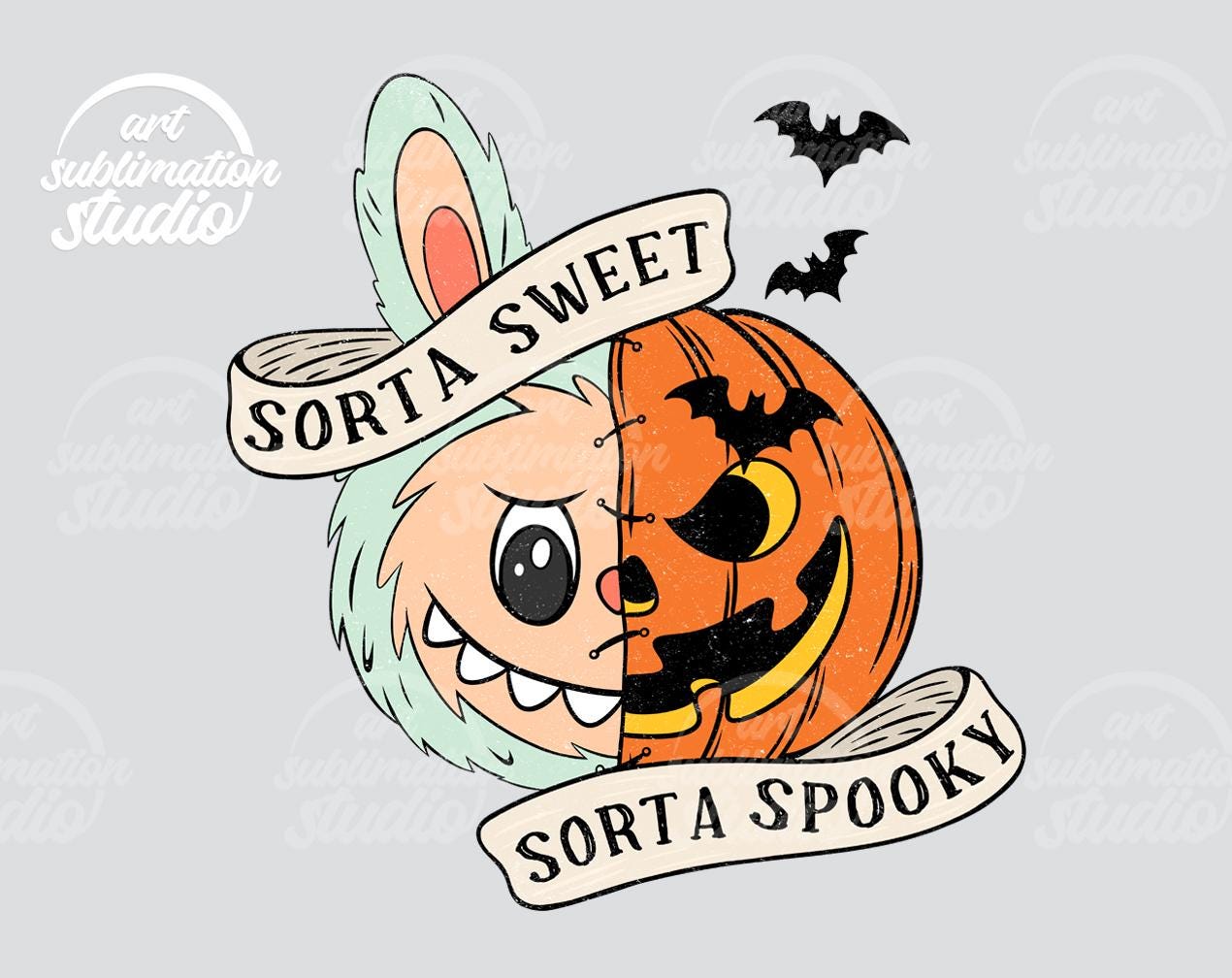 Kawaii Halloween Clipart PNG: Spooky Labubu Monster Design (digital ...