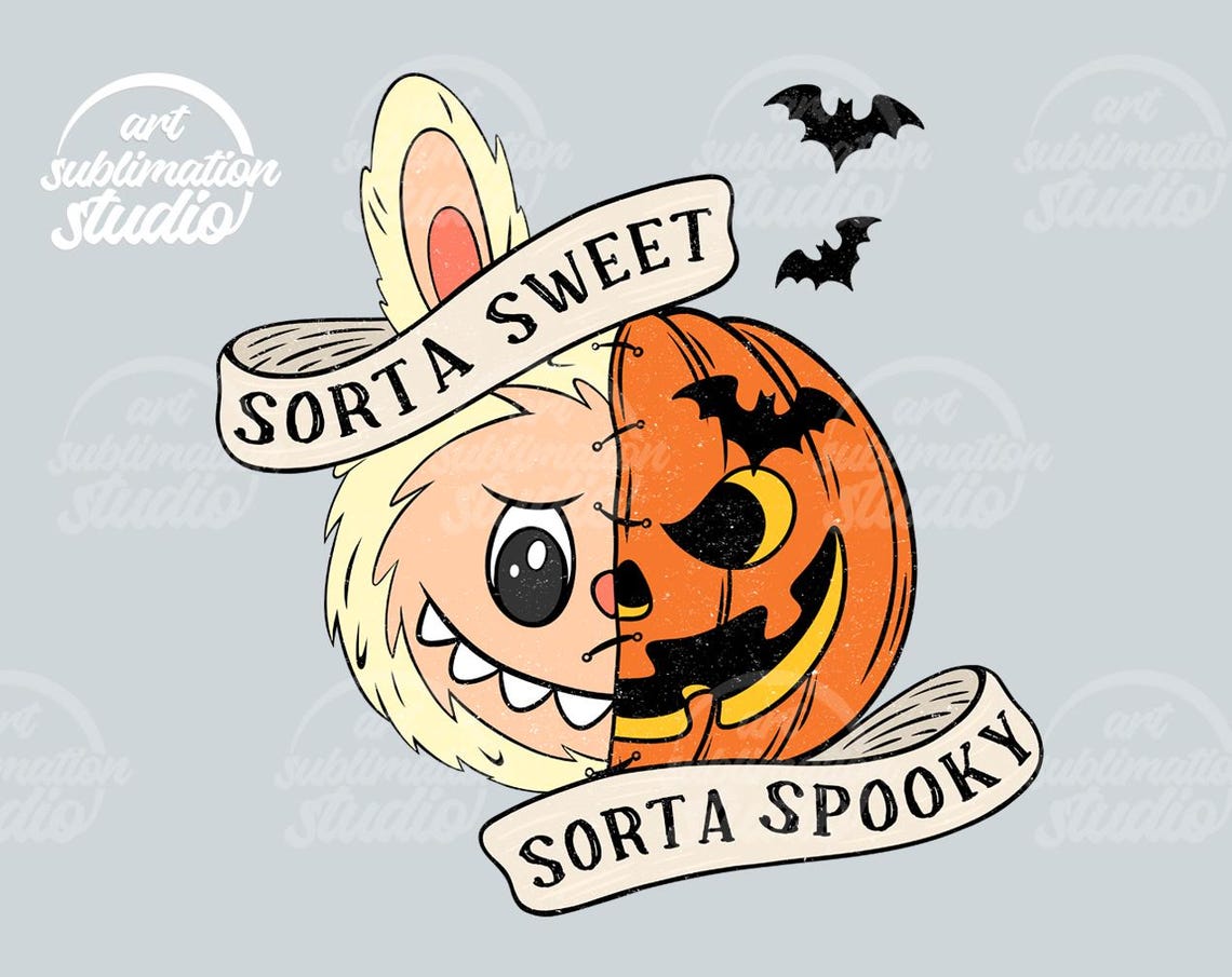 Kawaii Halloween Clipart PNG: Spooky Labubu Monster Design (digital ...