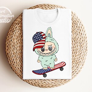 Labubu 4th of July PNG: Kawaii Monster USA Flag Clipart (digital ...