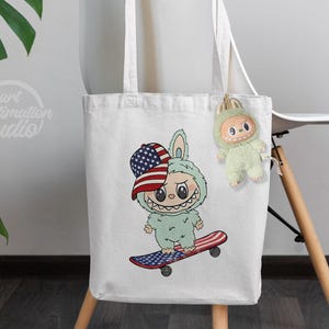 Labubu 4th of July PNG: Kawaii Monster USA Flag Clipart (digital ...