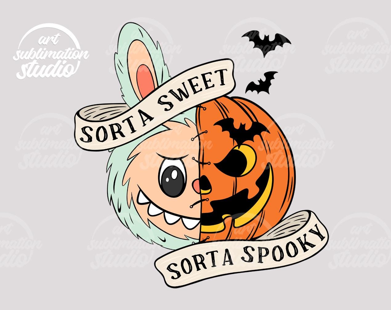 Kawaii Halloween Clipart PNG: Spooky Labubu Monster Design (digital ...