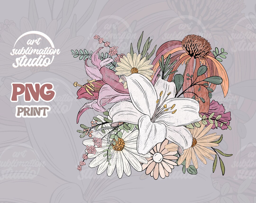 Floral Png Sublimation Shirt Designs Downloads, Flowers Compositions ...