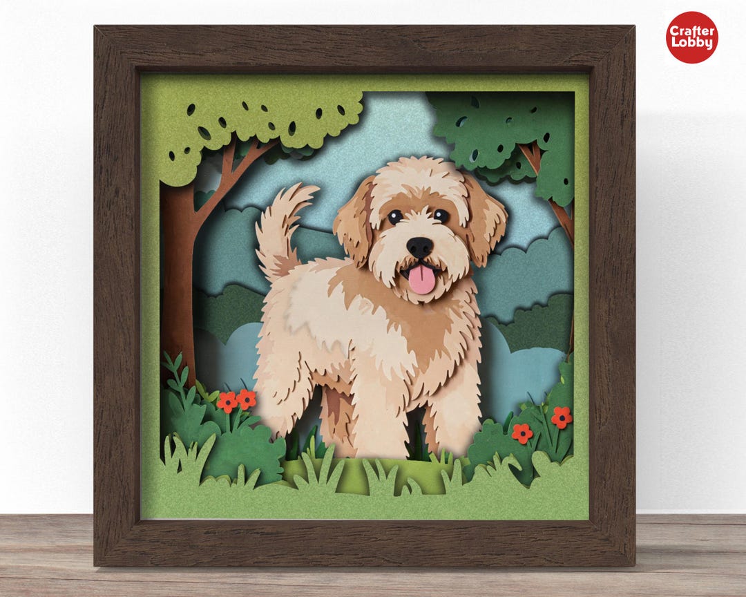 3d Labradoodle Dog Shadow Box SVG, Cricut SVG File, Dog Shadow Box File ...