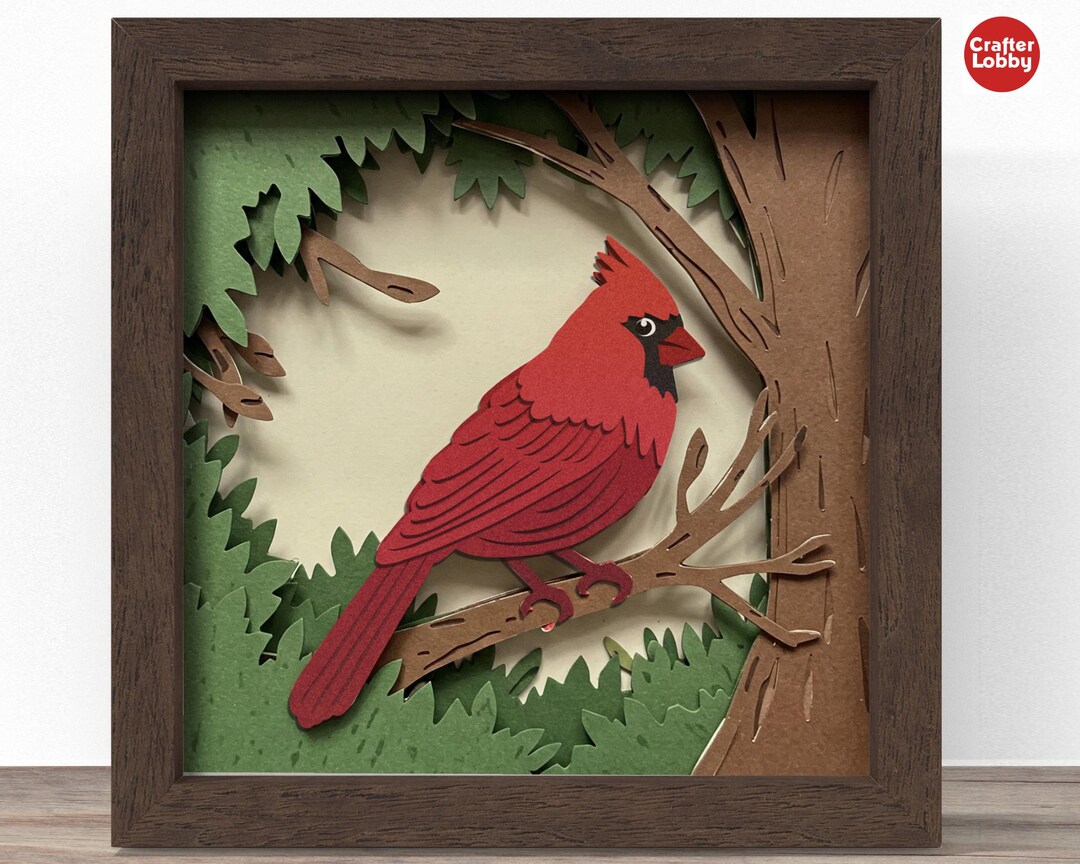 3D Cardinal Shadow Box SVG: Papercut Cardstock File (digital Download ...