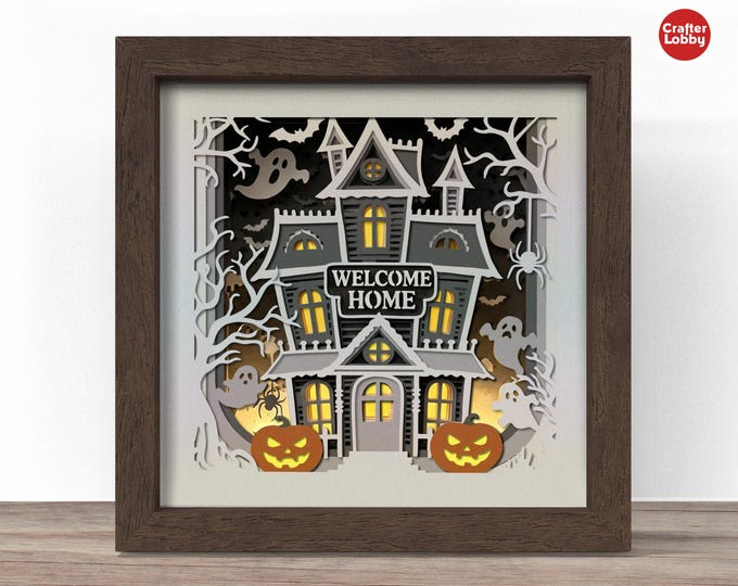Halloween House Shadow Box, Halloween SVG Layered Design for Cricut ...