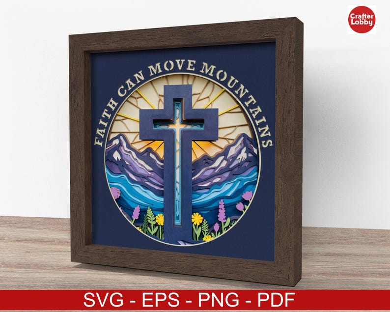 Faith Can Move Mountains Shadow Box SVG: Floral Religious Cricut File ...