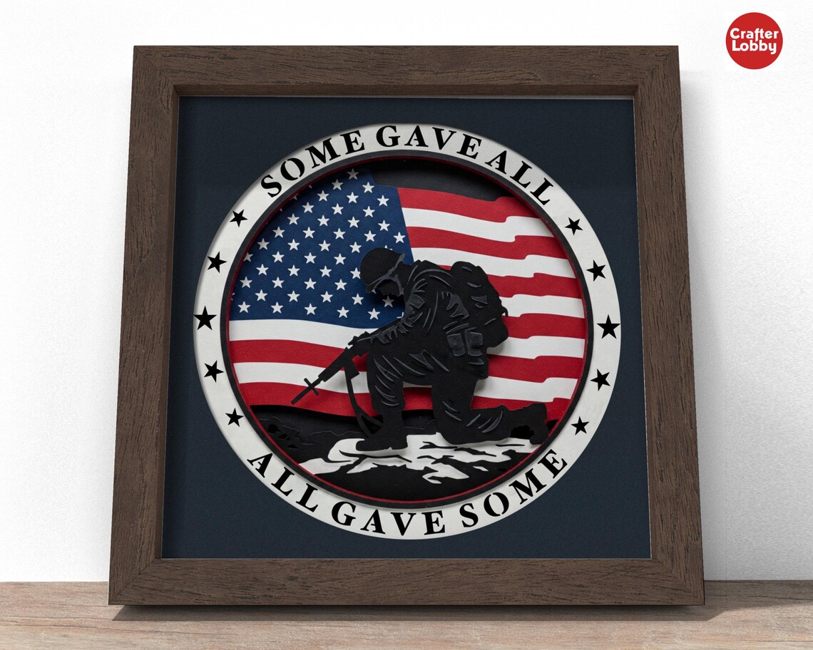 Veteran Shadow Box SVG: 3D Papercut Cardstock File (digital Download ...
