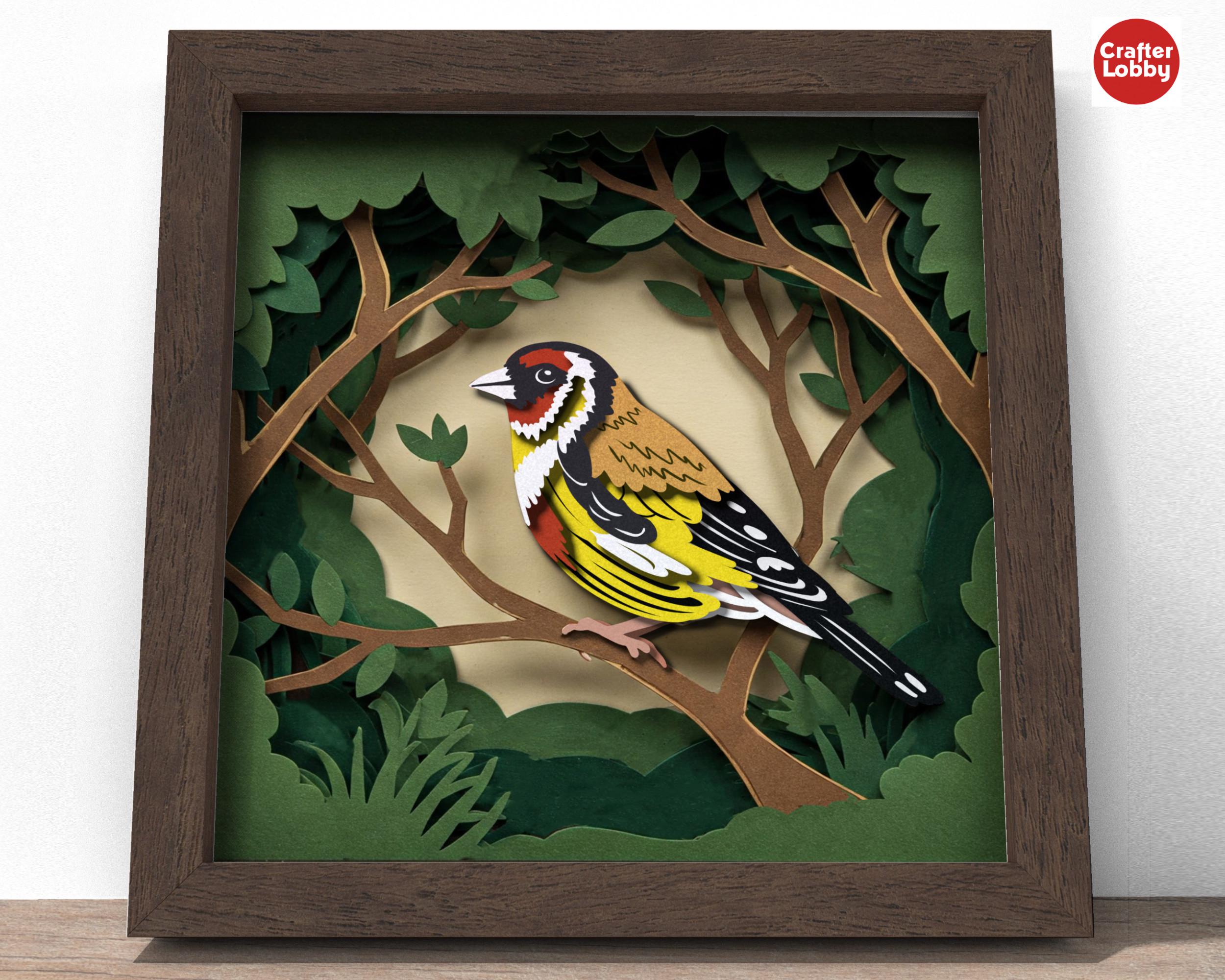 3D Goldfinch Shadow Box SVG: Papercut Cardstock File - Etsy