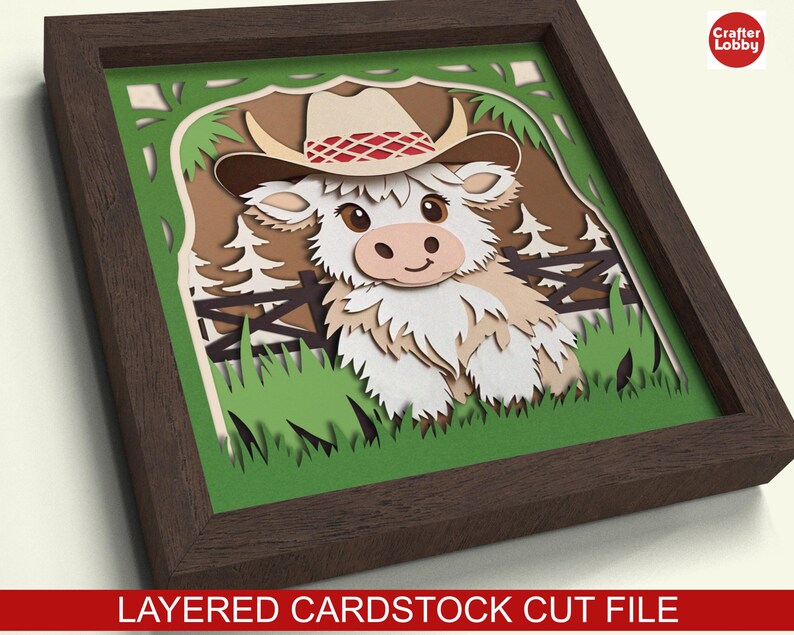 Cowboy Highland Cow Shadow Box SVG: 3D Papercut File (digital Download ...