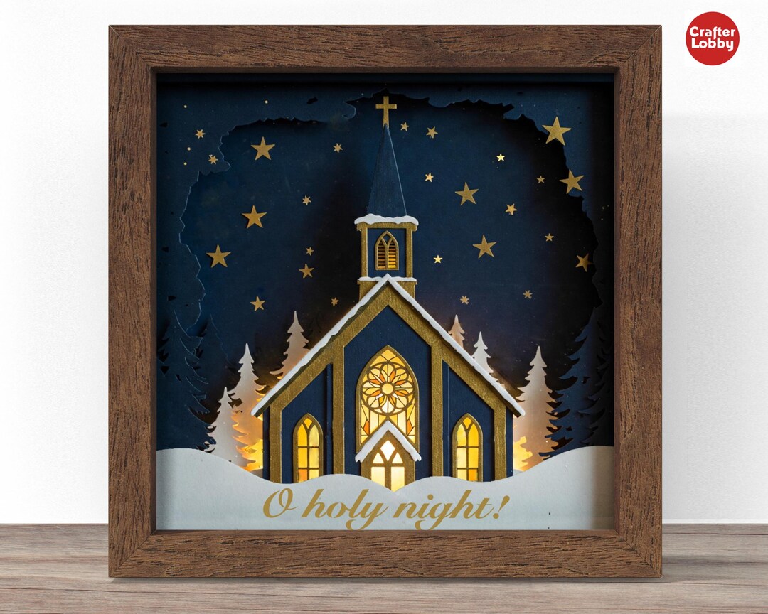 3D Christmas Church Shadow Box SVG: Papercut Template (digital Download ...