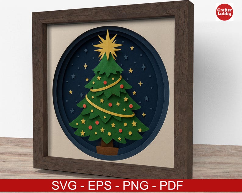 3D Christmas Tree Shadow Box SVG: Papercut Template (digital Download ...