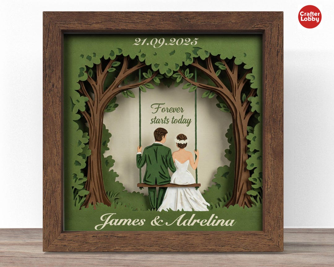 Wedding Shadow Box SVG: Customizable Papercut File (cricut, Silhouette) - Etsy