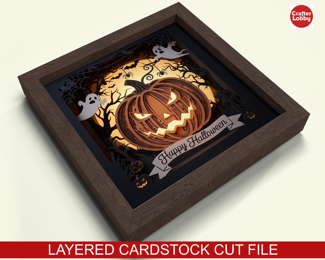 3d Happy Halloween Pumpkin Shadow Box SVG, Cricut SVG File, Scary ...