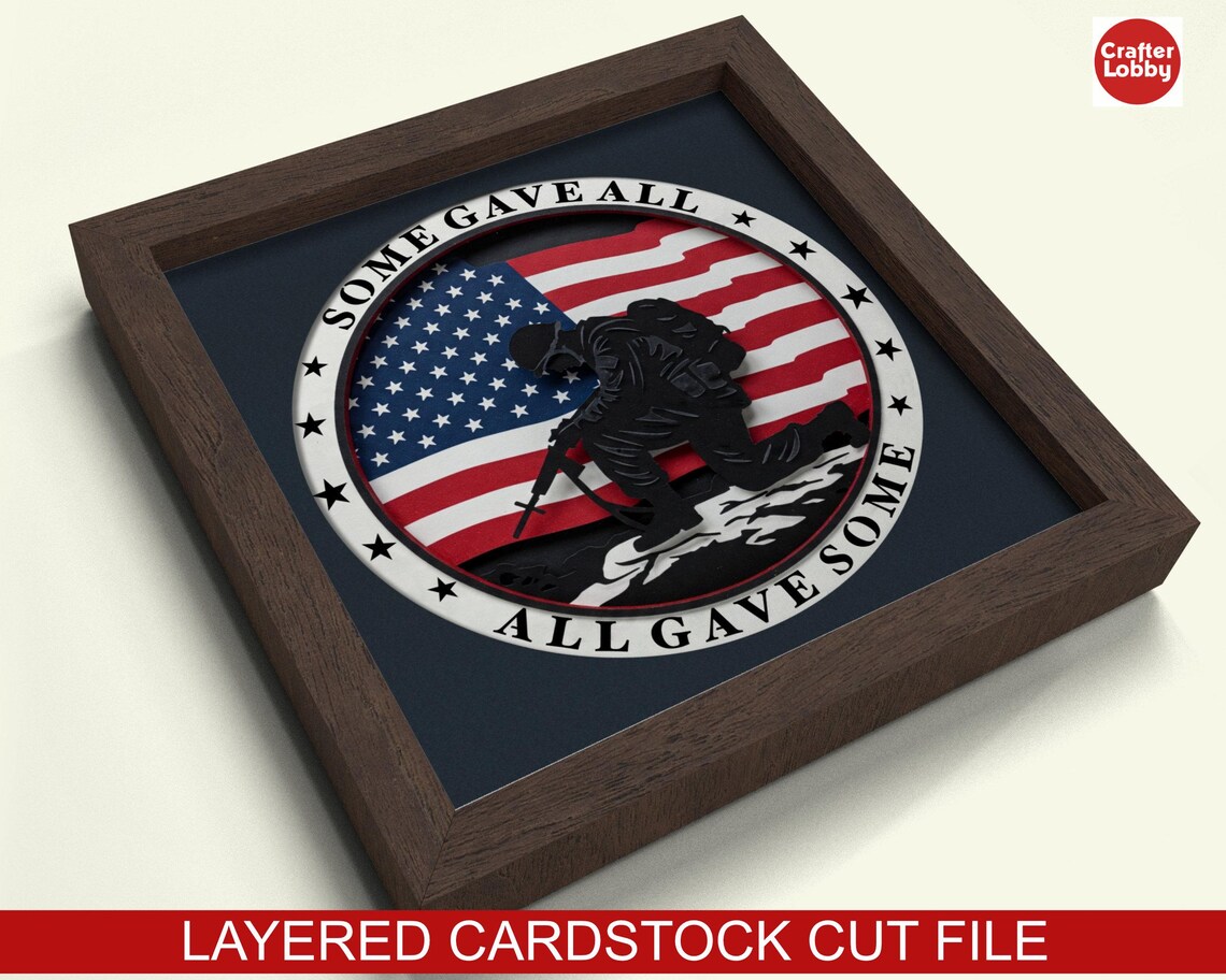 Veteran Shadow Box SVG: 3D Papercut Cardstock File (digital Download ...