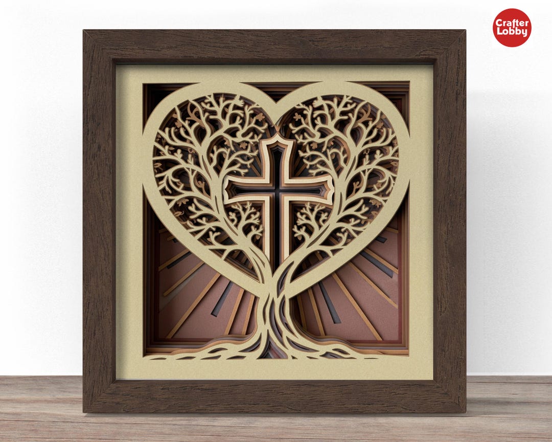 3D Cross Shadow Box SVG, Heart Svg Religious Cricut File - Etsy