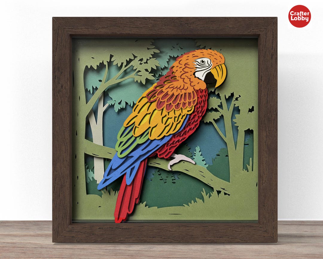 3D Parrot Shadow Box SVG: Papercut Cardstock File - Etsy