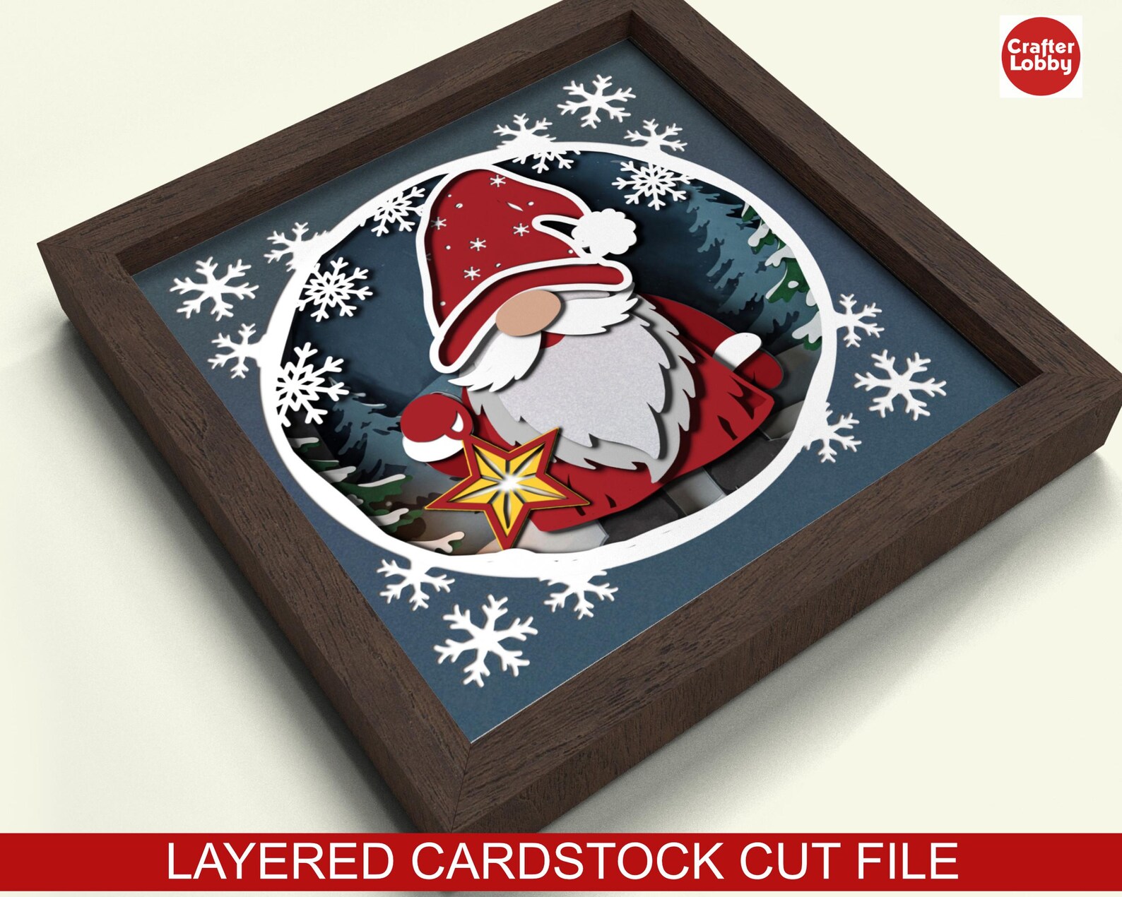 3D Christmas Gnome Shadow Box SVG: Papercut Cardstock File (digital ...