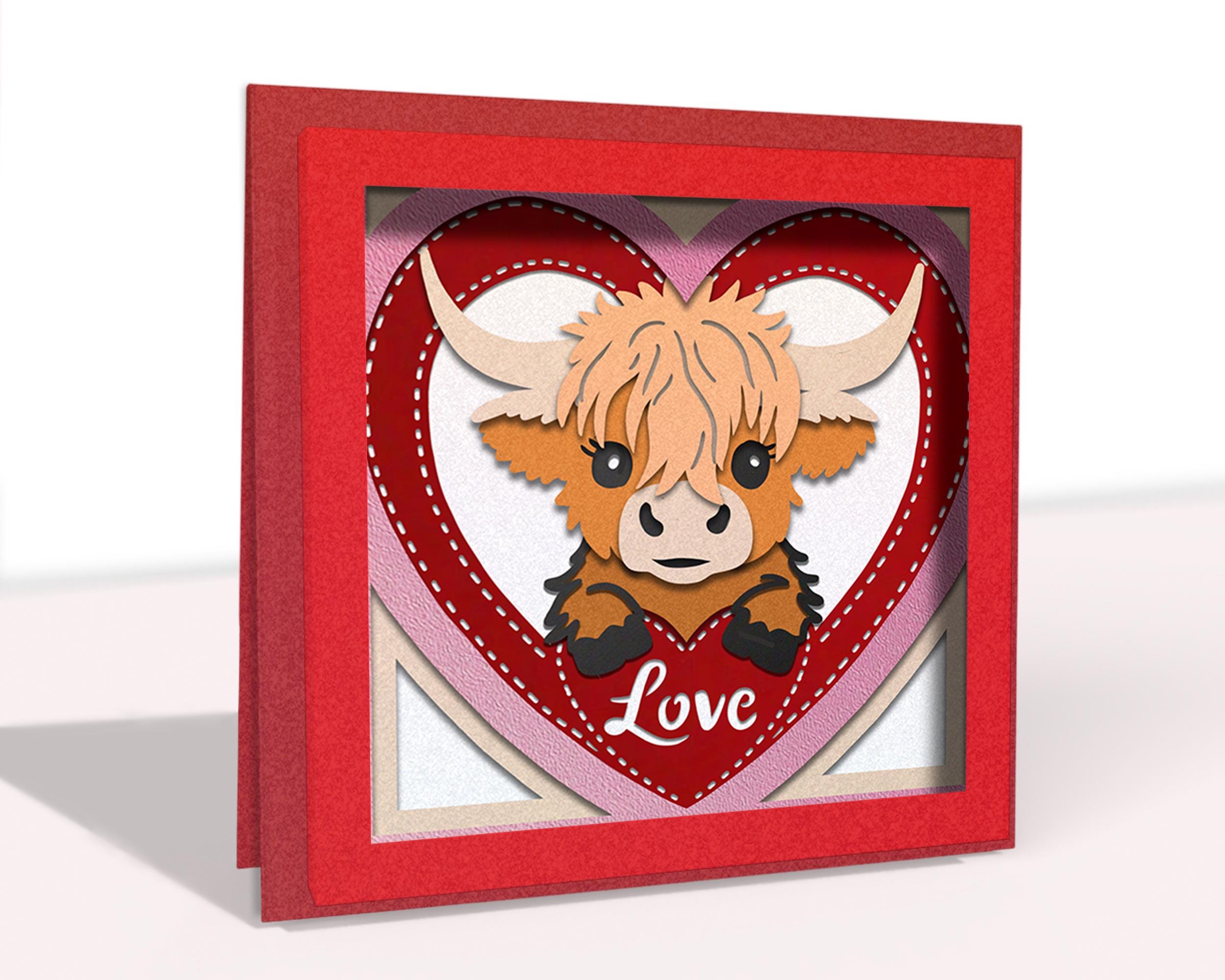 Highland Cow Valentine Card SVG, Cricut Card SVG File, 3d Popup Card ...