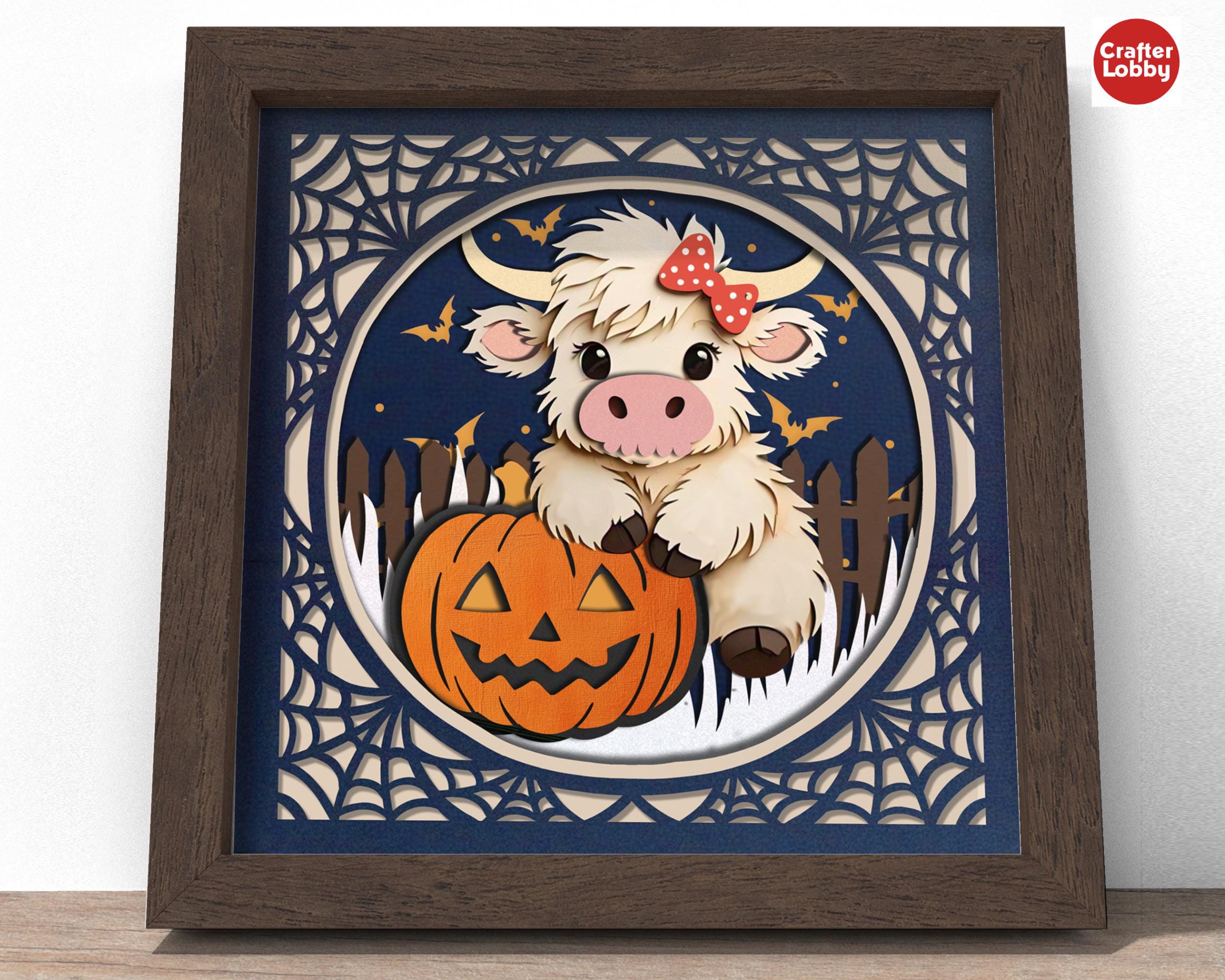 Halloween Highland Cow Shadow Box SVG: 3D Papercut File - Etsy