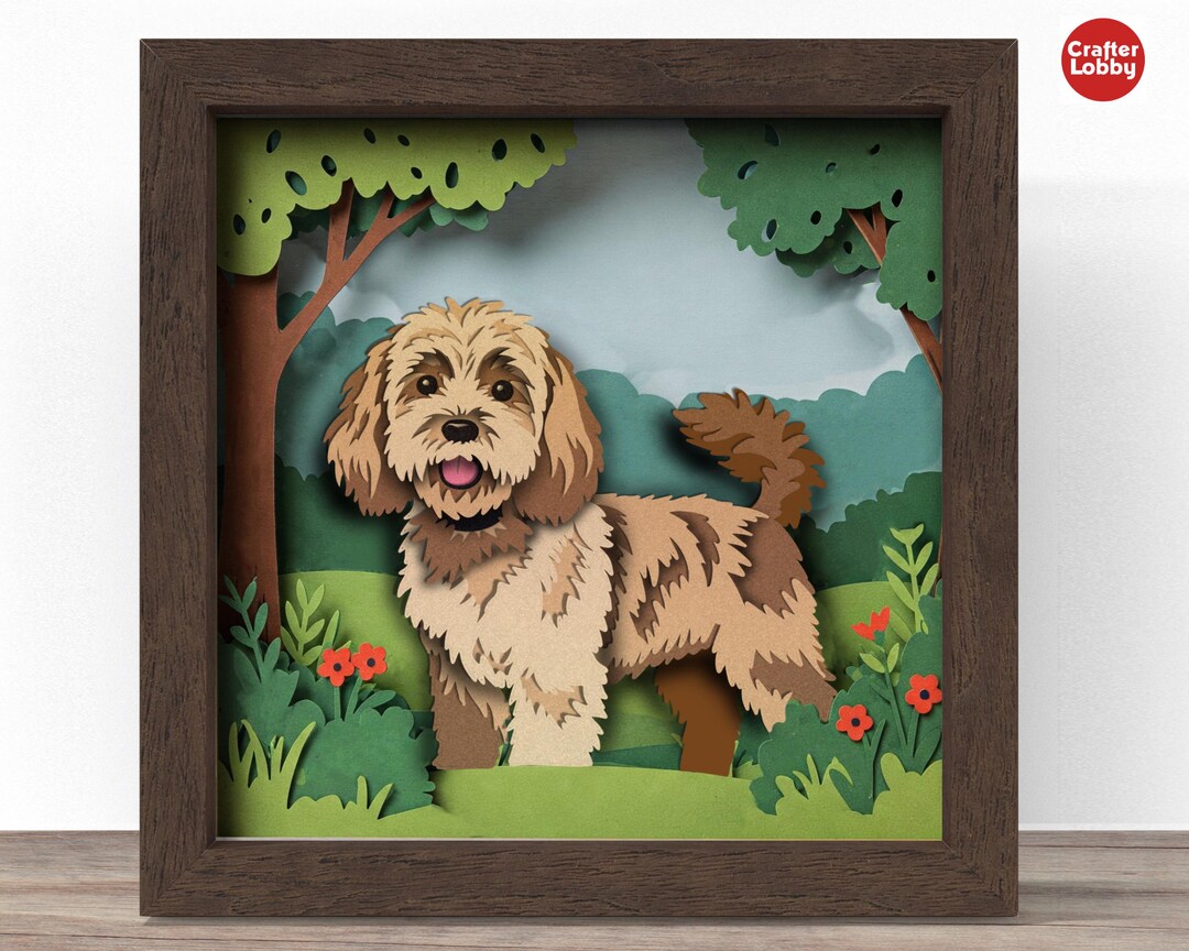 3d Cavapoo Dog Shadow Box SVG, Cricut SVG File, Dog Shadow Box File, 3d ...