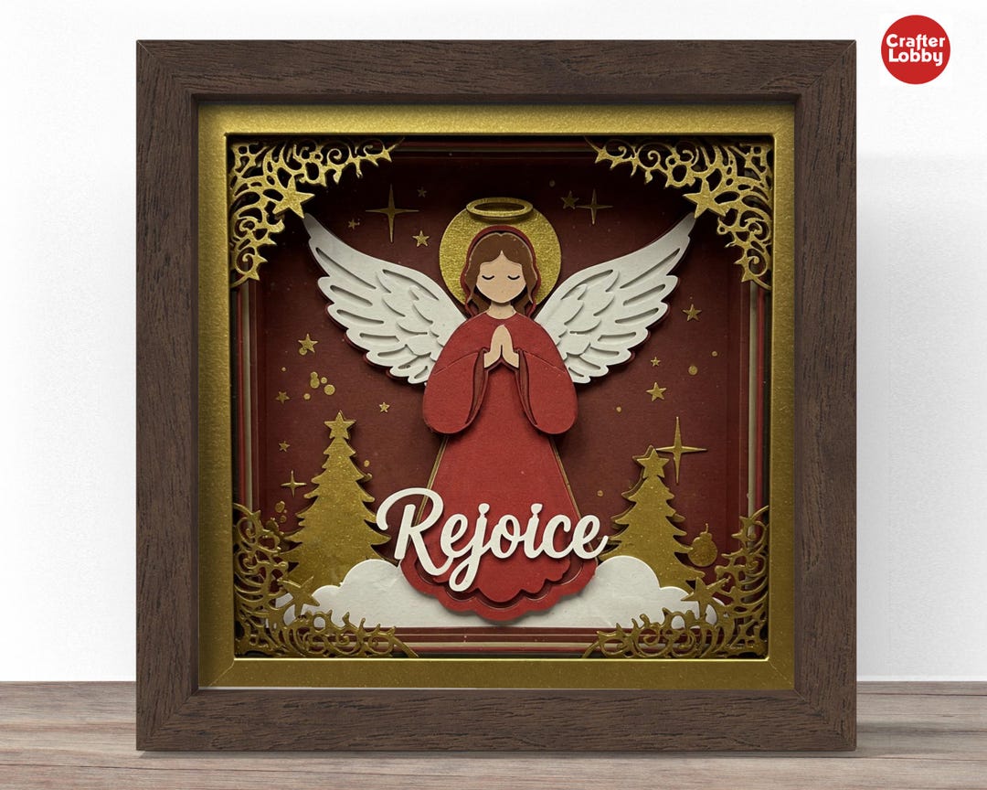 3d Christmas Rejoice Shadow Box SVG, Cricut SVG File, Angel Shadow Box ...
