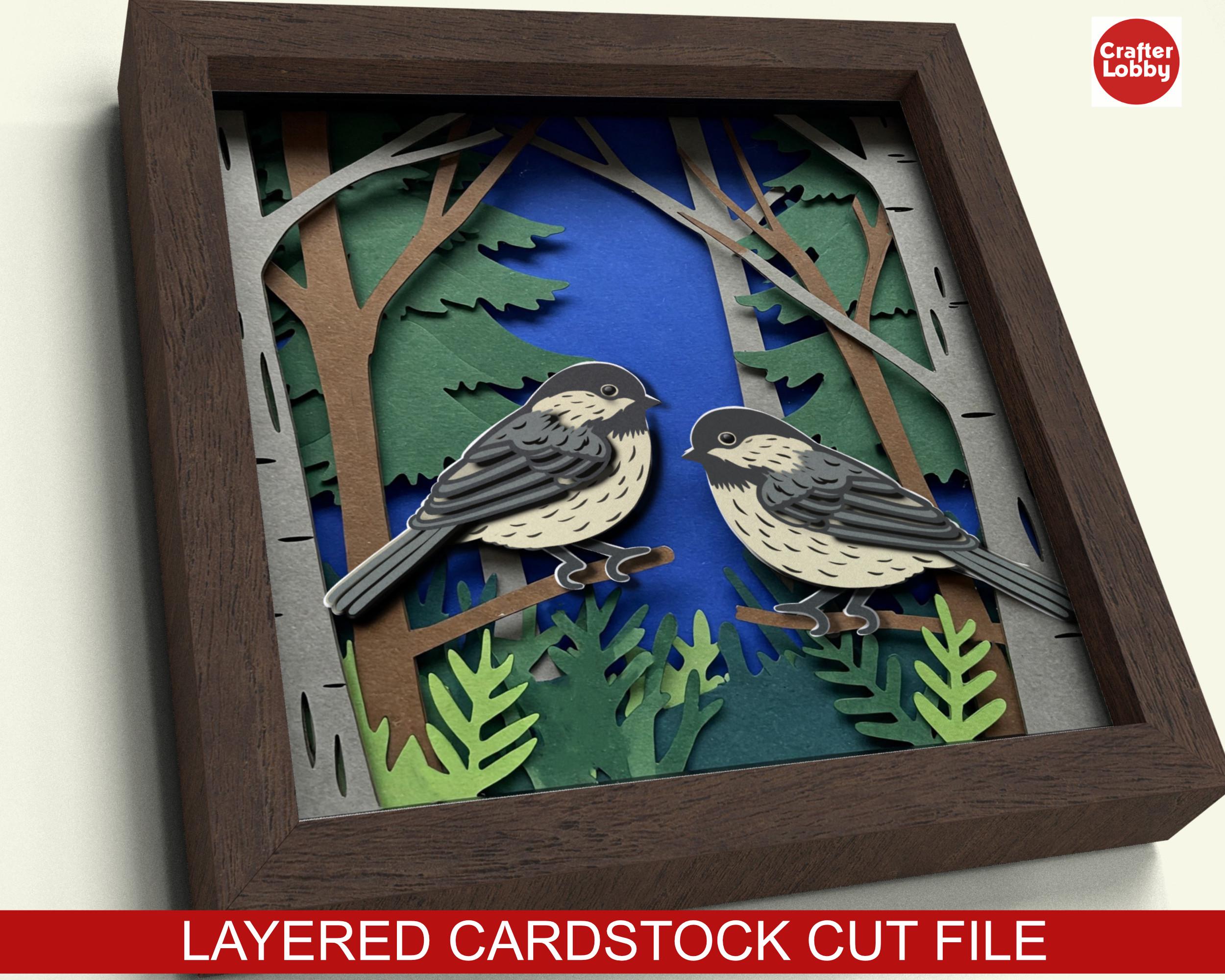 Chickadee Pair Shadow Box SVG: 3D Papercut File - Etsy