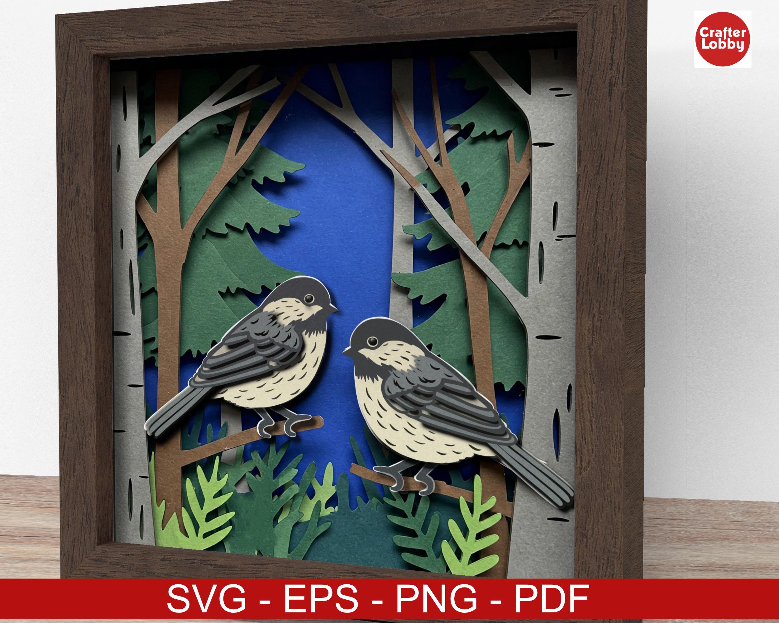 Chickadee Pair Shadow Box SVG: 3D Papercut File - Etsy