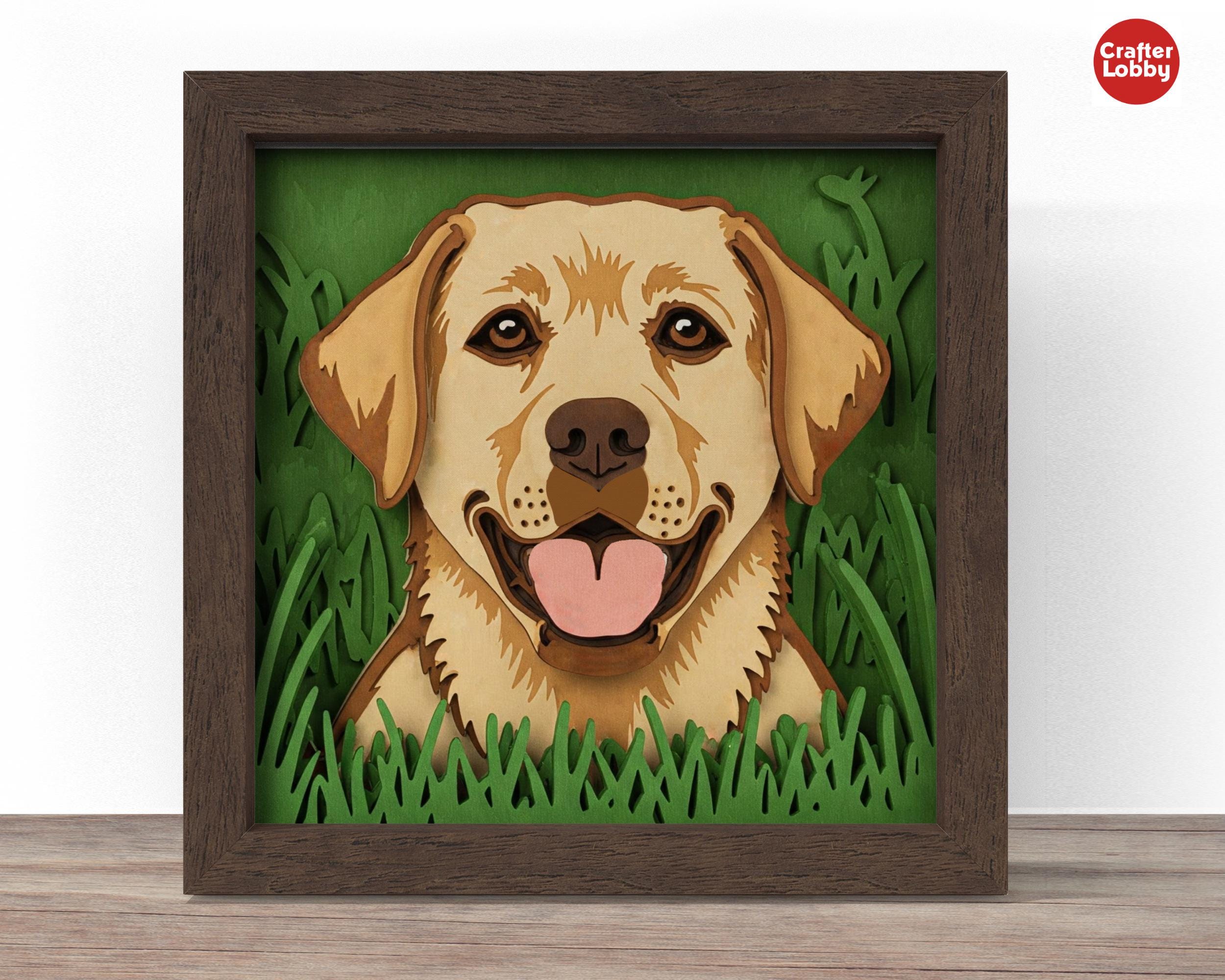 Golden Retriever Shadow Box SVG: 3D Papercut File (cricut, Silhouette ...