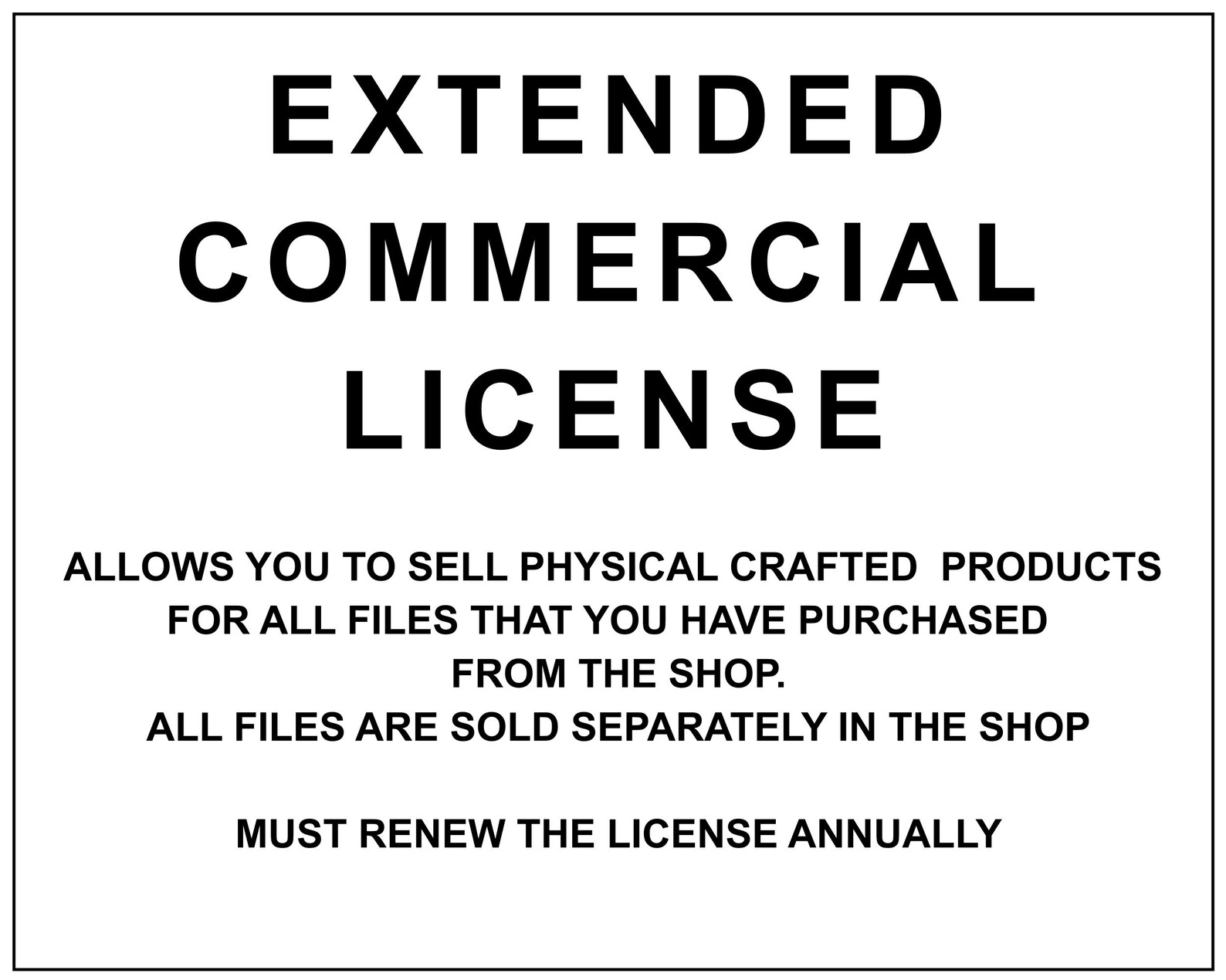 Extended License for Commercial Uses of Files and Items Must Renew ...