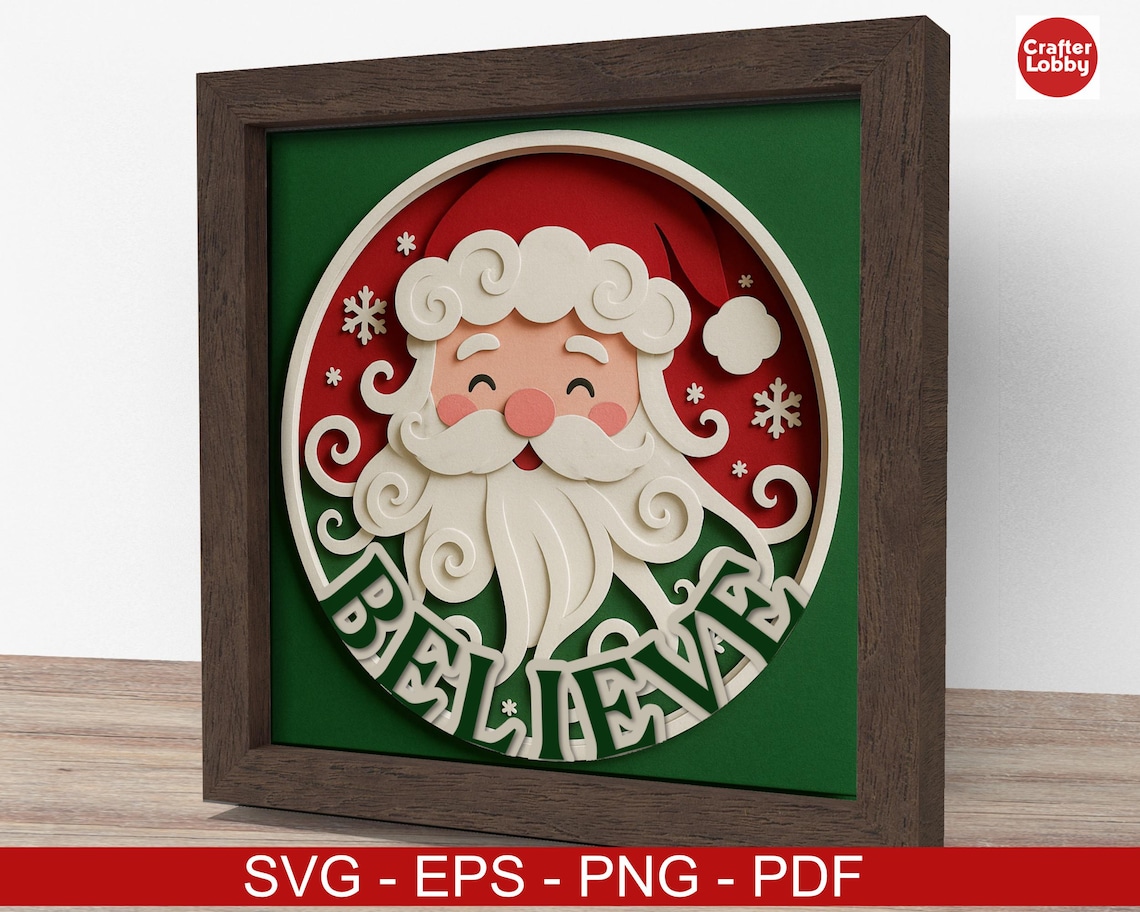 3D Santa Shadow Box SVG: Christmas Papercut File for Cricut - Etsy