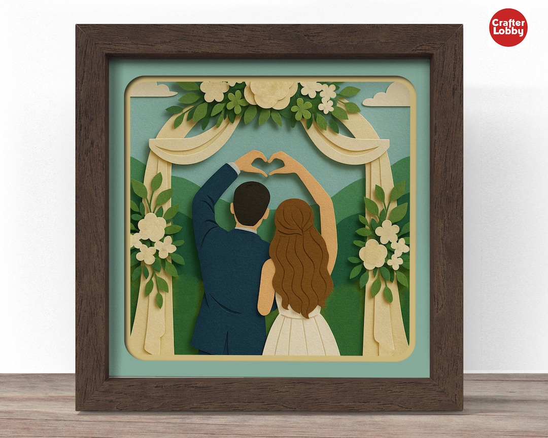 Wedding Couple Shadow Box SVG: 3D Papercut File, Cricut Ready - Etsy