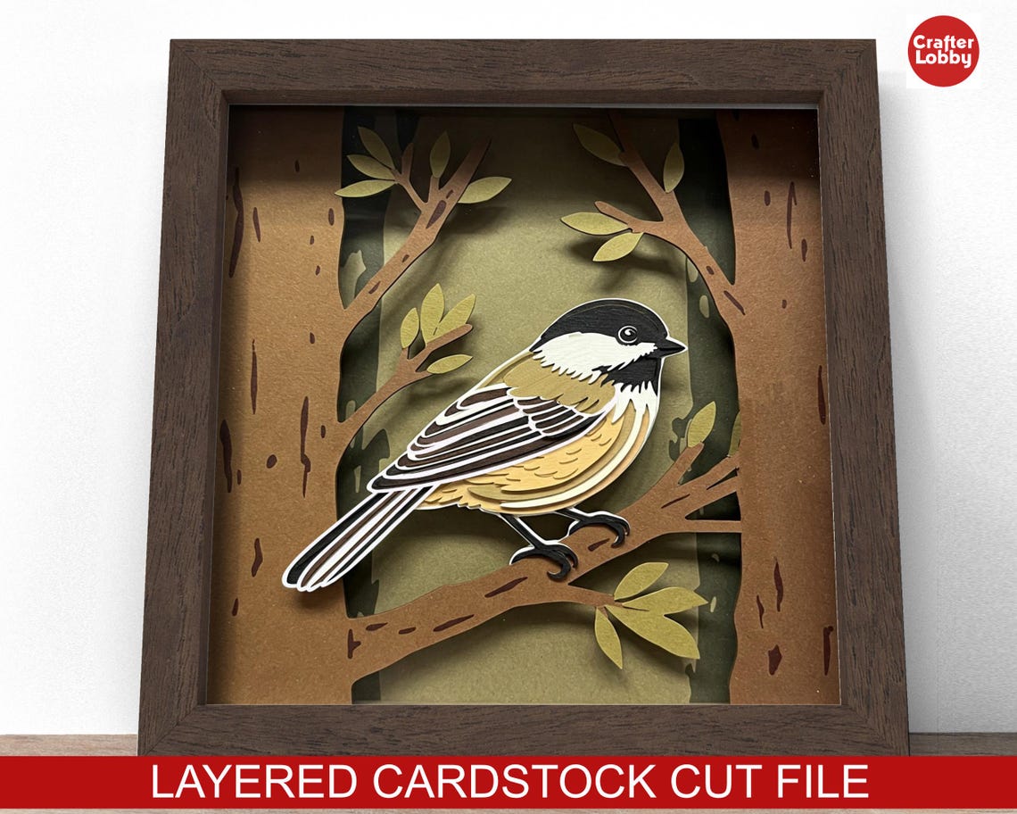 3D Chickadee Shadow Box SVG: Papercut Cardstock File - Etsy