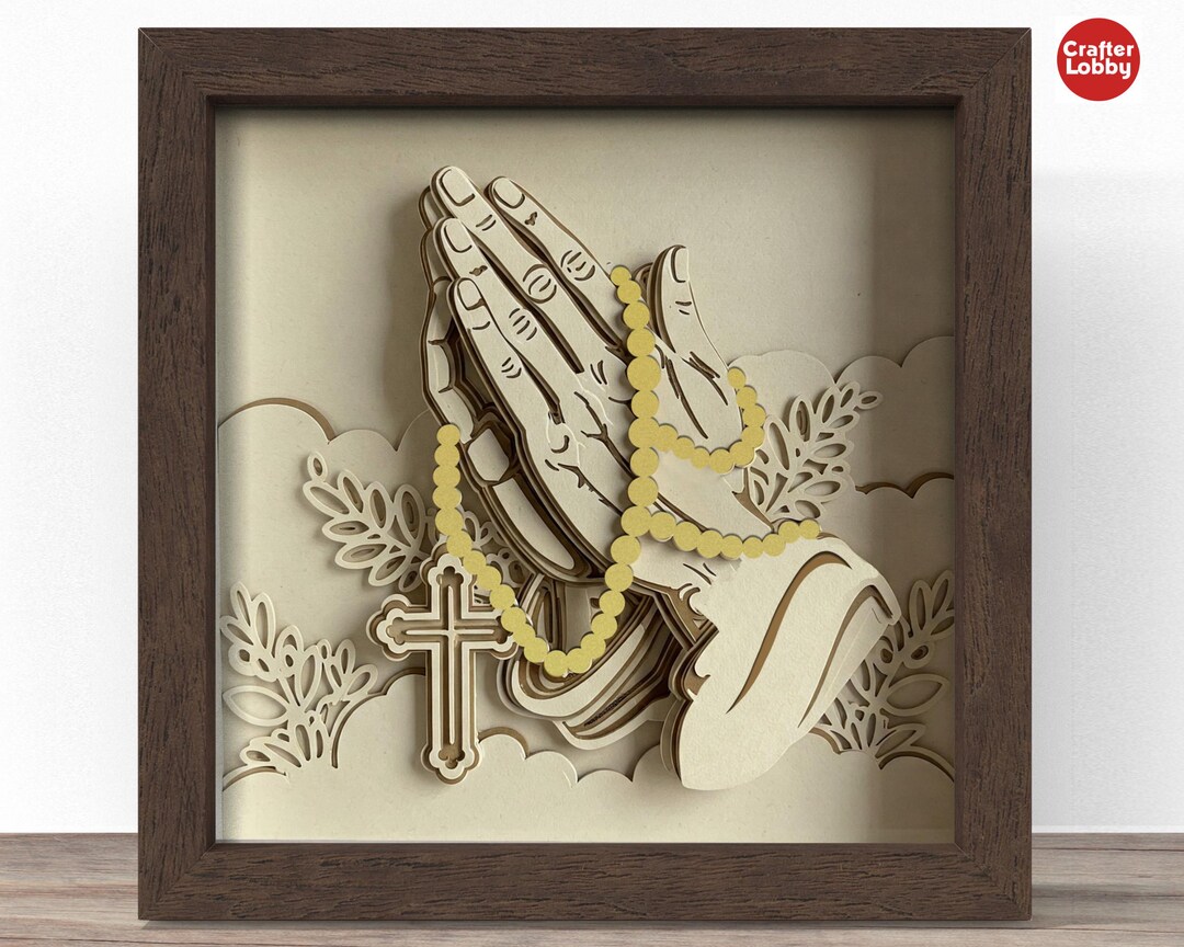 Praying Hands Shadow Box SVG: Christian Papercut File - Etsy