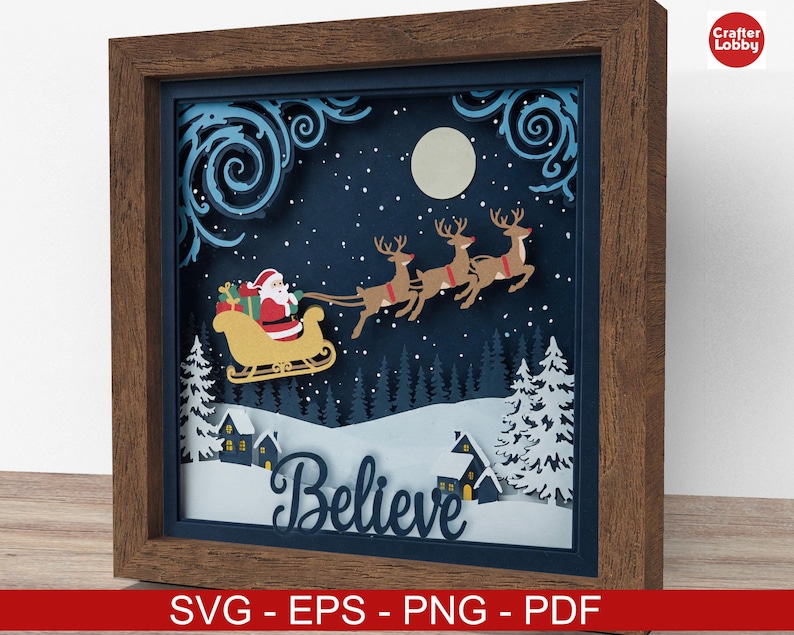 Santa Claus Shadow Box SVG: 3D Papercut File (digital Download) - Etsy