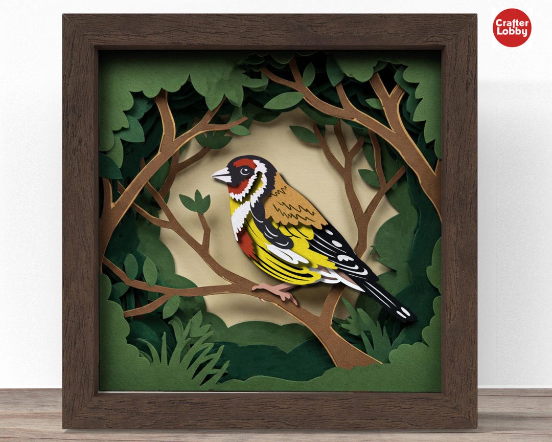 3D Goldfinch Shadow Box SVG: Papercut Cardstock File - Etsy