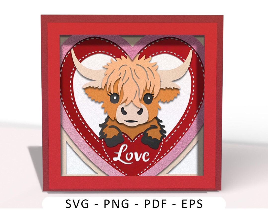Highland Cow Valentine Card SVG, Cricut Card SVG File, 3d Popup Card ...