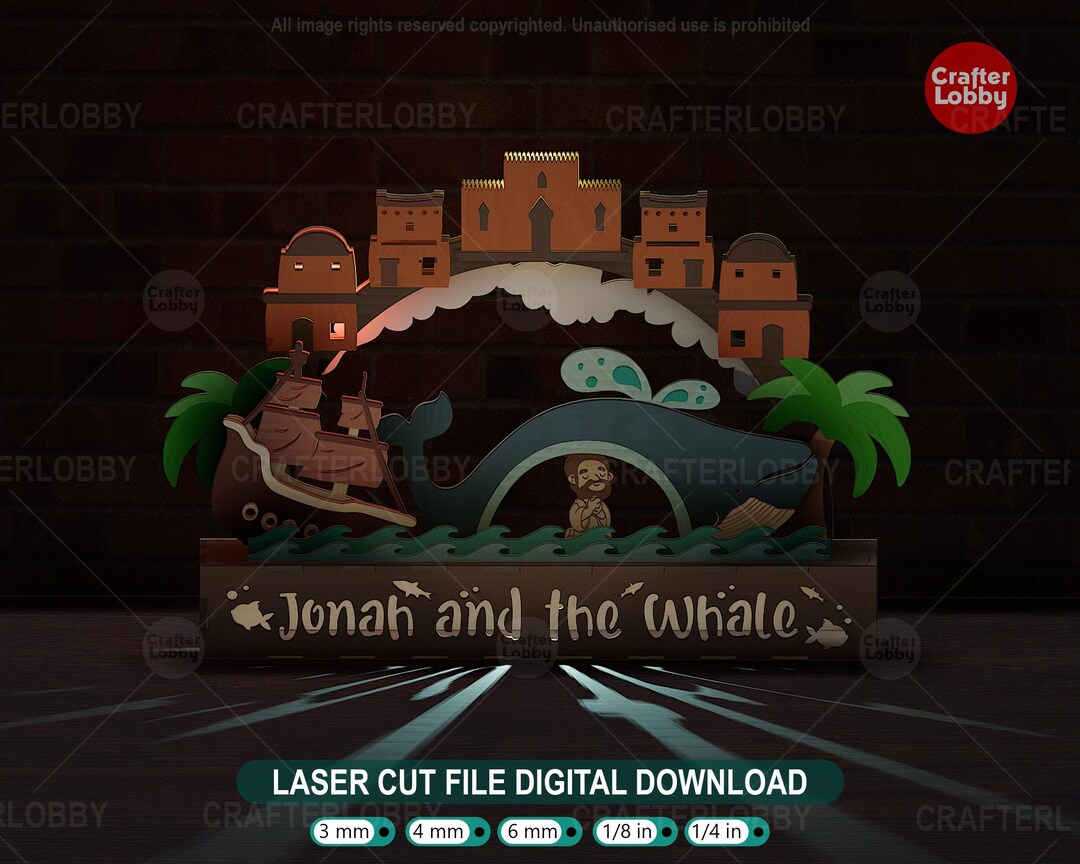 Jonah and the Whale Standing Arch SVG File, Bible Story, Sunday School ...