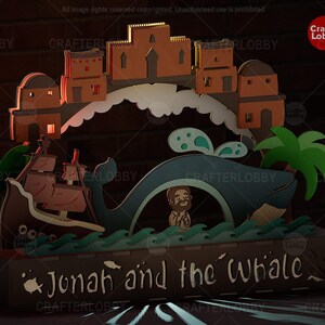 Jonah and the Whale Standing Arch SVG File, Bible Story, Sunday School ...