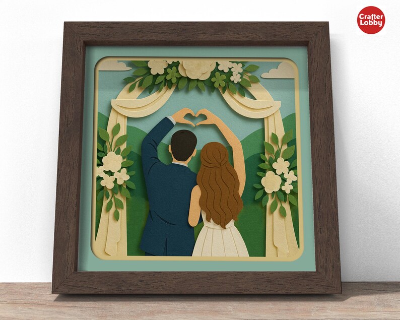 Wedding Couple Shadow Box SVG: 3D Papercut File, Cricut Ready - Etsy