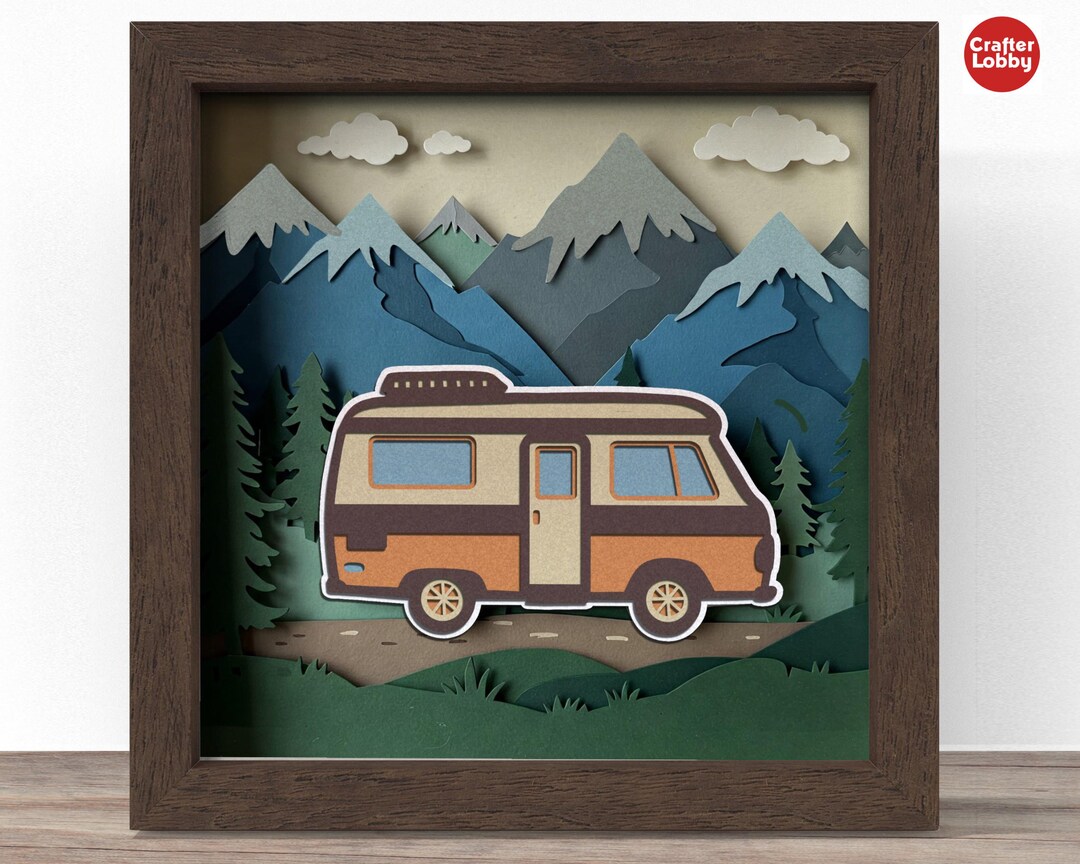 3d Camper Van Shadow Box SVG, Cricut SVG File, Summer Shadow Box File ...