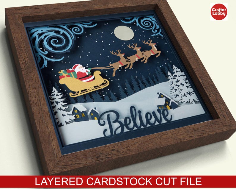 Santa Claus Shadow Box SVG: 3D Papercut File (digital Download) - Etsy