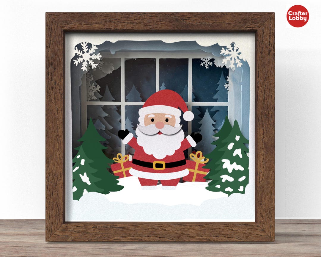 3D Santa Shadow Box SVG: Christmas Window Papercut File (cricut ...