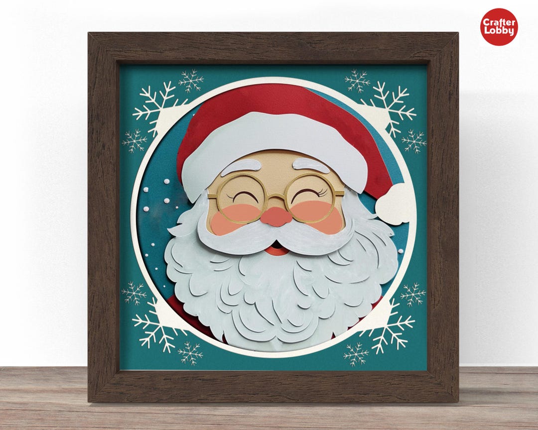 3D Santa Shadow Box SVG: Christmas Papercut Cardstock File (digital ...