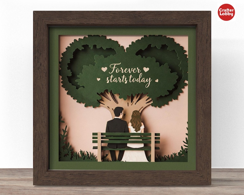 Wedding Couple Shadow Box SVG: 3D Papercut File for Cricut - Etsy