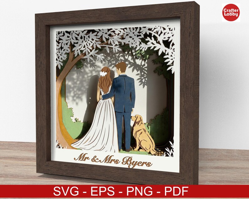 Wedding Couple Shadow Box SVG: 3D Papercut File (digital Download) - Etsy
