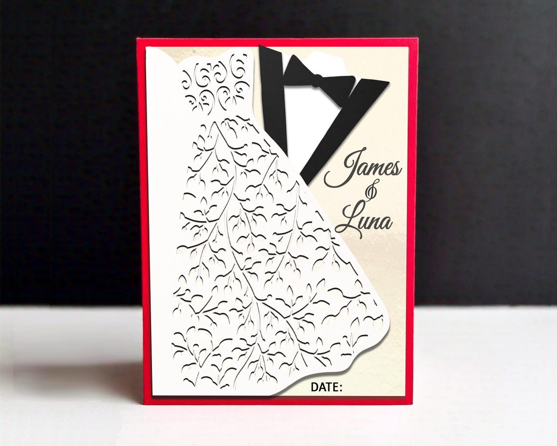3D Wedding Card SVG File: Papercut Couple Card (digital Download) - Etsy