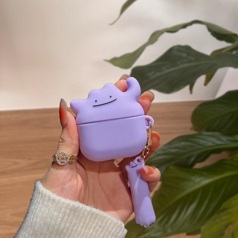 Cute Ditto Pokemon-inspired Purple Airpods Earphone Case With Hook ...
